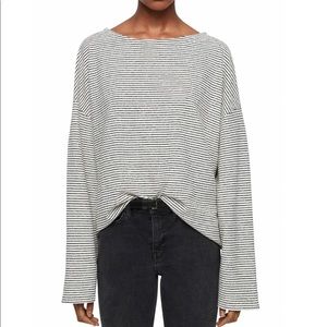 All Saints | Tops | All Saints Adelise Stripe Long Sleeve Black White ...